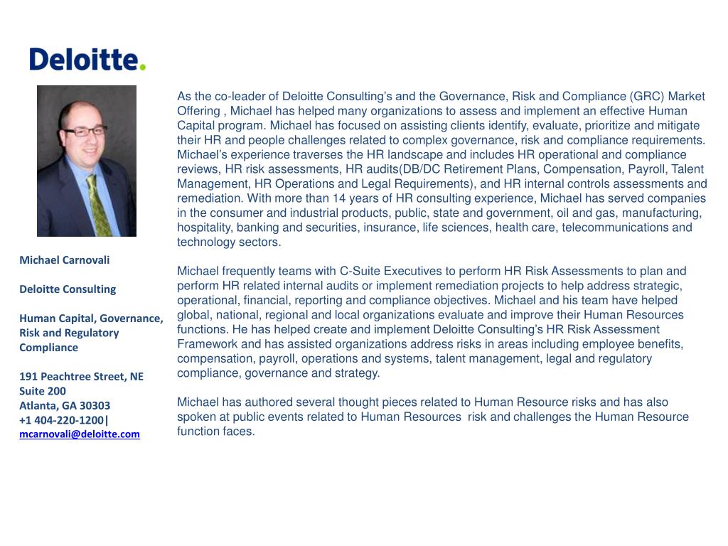 PPT - Michael Carnovali Deloitte Consulting Human Capital, Governance ...