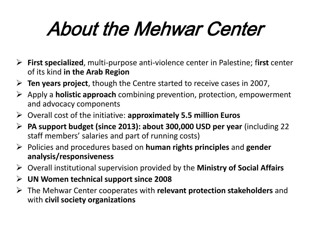 PPT - The Mehwar Center for the Protection and Empowerment of Women and ...