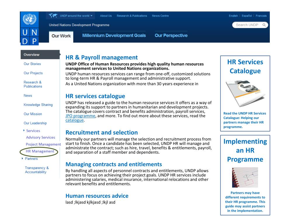 PPT - HR & Payroll management UNDP Office of Human Resources provides ...