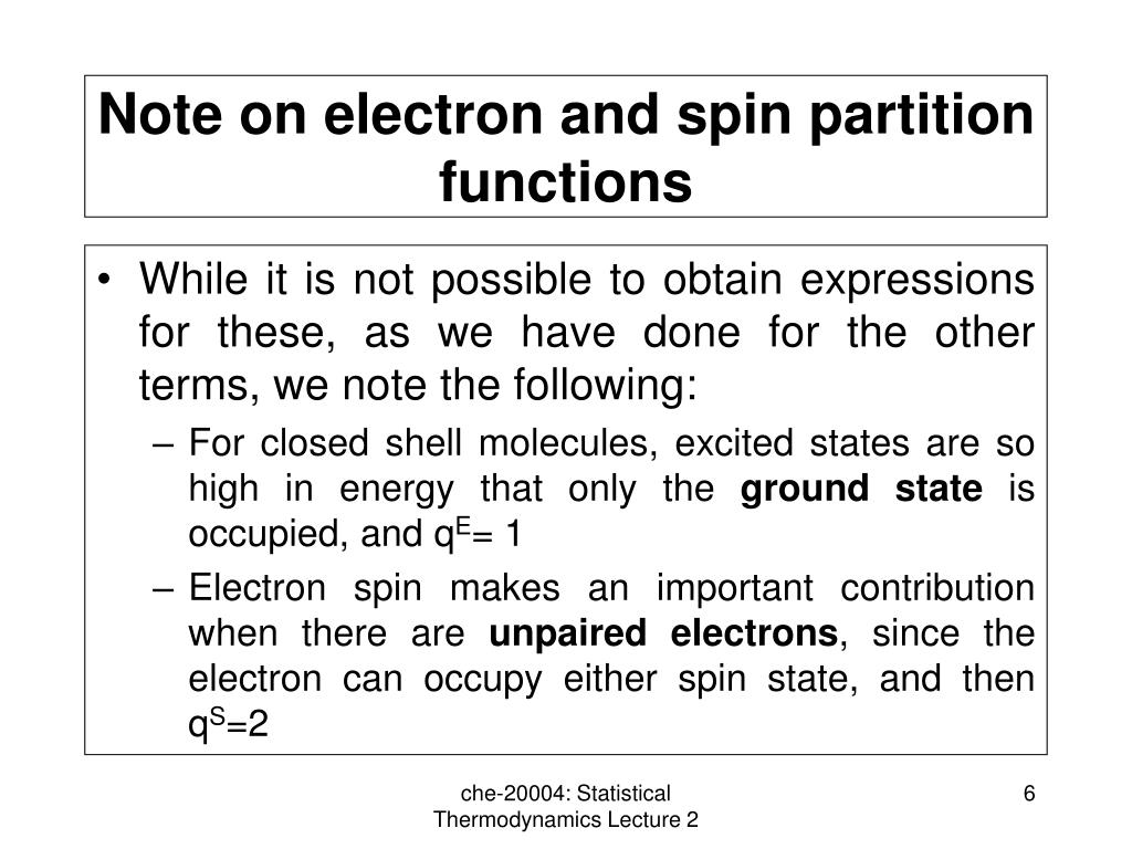 PPT - CHE-20004: PHYSICAL CHEMISTRY STATISTICAL THERMODYNAMICS: LECTURE ...