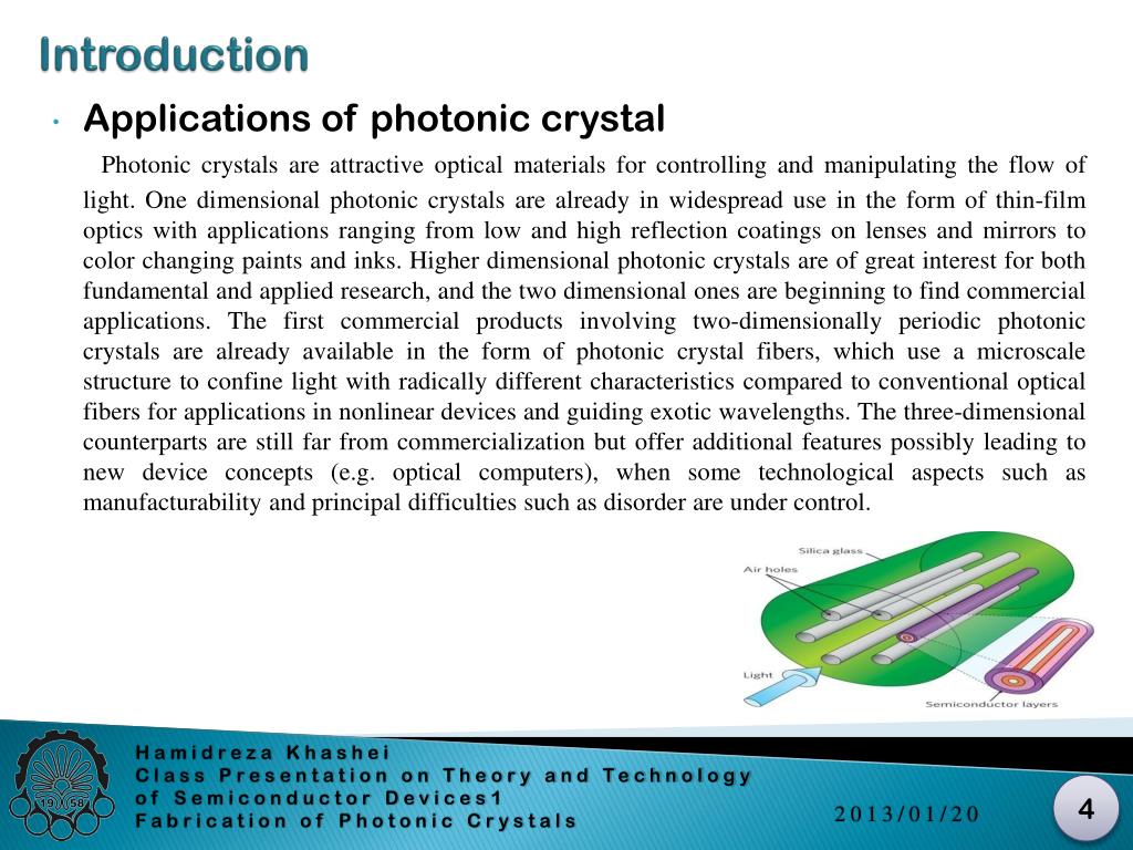 PPT - Fabrication of Photonic Crystals devices Hamidreza khashei ...