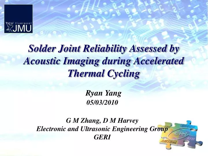 Ppt Solder Joint Reliability Assessed By Acoustic Imaging During Accelerated Thermal Cycling