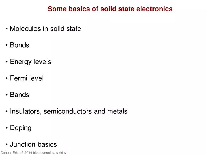 PPT - Some basics of solid state electronics PowerPoint Presentation ...