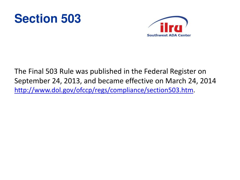 PPT - Section 503 Of The Rehabilitation Act—Working with Federal ...