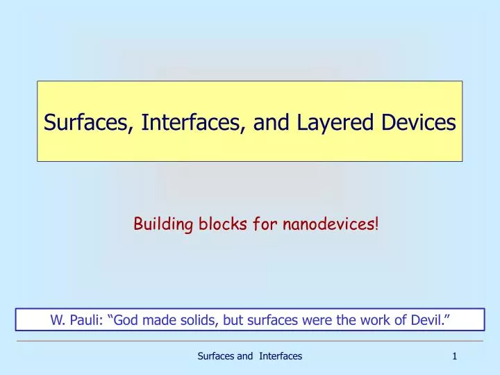 PPT - Surfaces, Interfaces, and Layered Devices PowerPoint Presentation ...