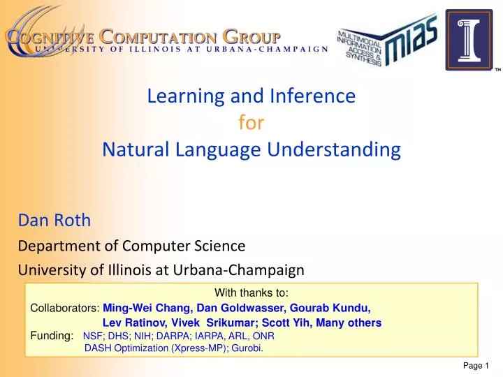 PPT - Learning and Inference for Natural Language Understanding ...