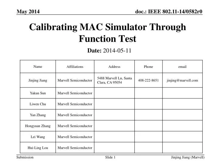 PPT - Calibrating MAC Simulator Through Function Test PowerPoint ...