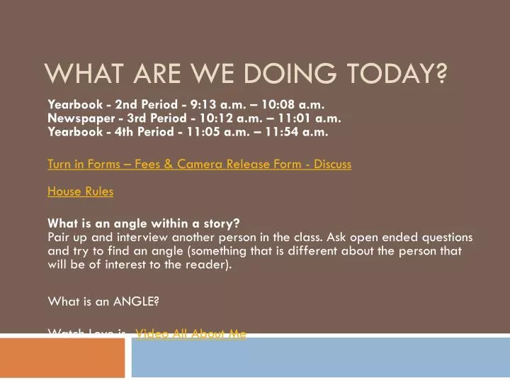 PPT - What are we doing today? PowerPoint Presentation, free download ...