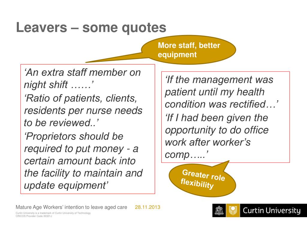 PPT - Mature age workers’ intention to leave aged care PowerPoint ...