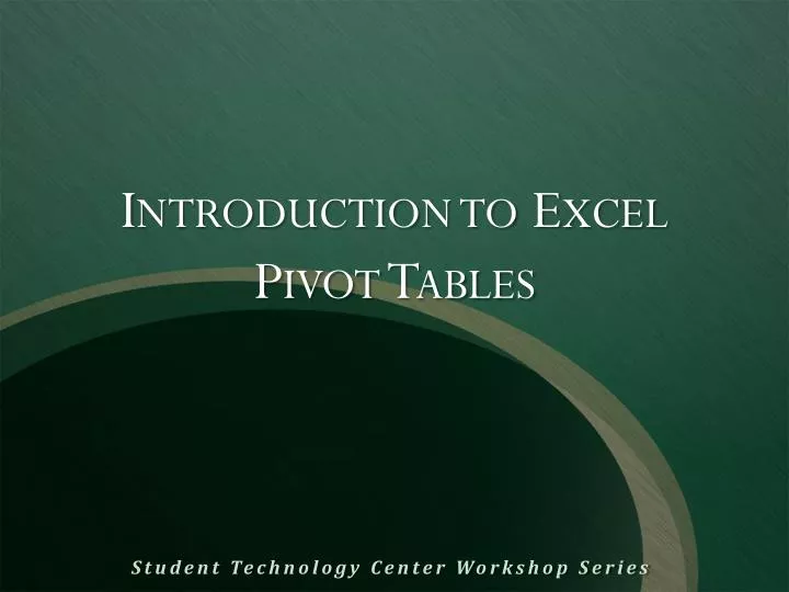 PPT - Introduction to Excel Pivot Tables PowerPoint Presentation, free ...