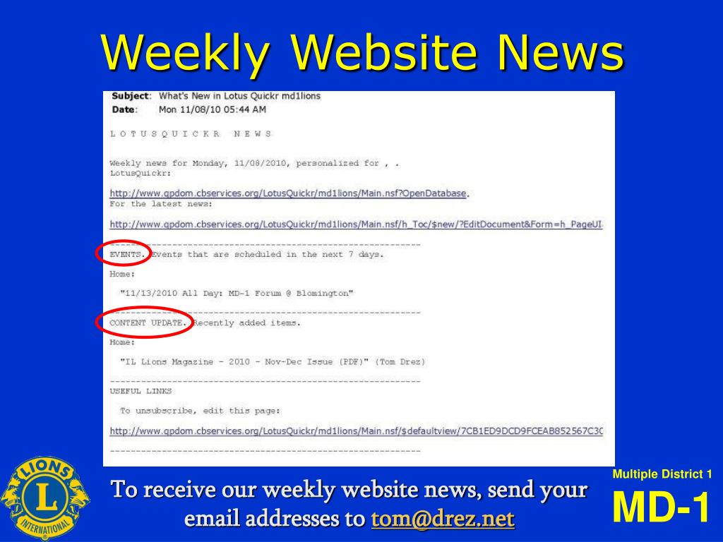 PPT - Websites & Social Media Lion Tom Drez MD-1 IT Chairperson tom ...