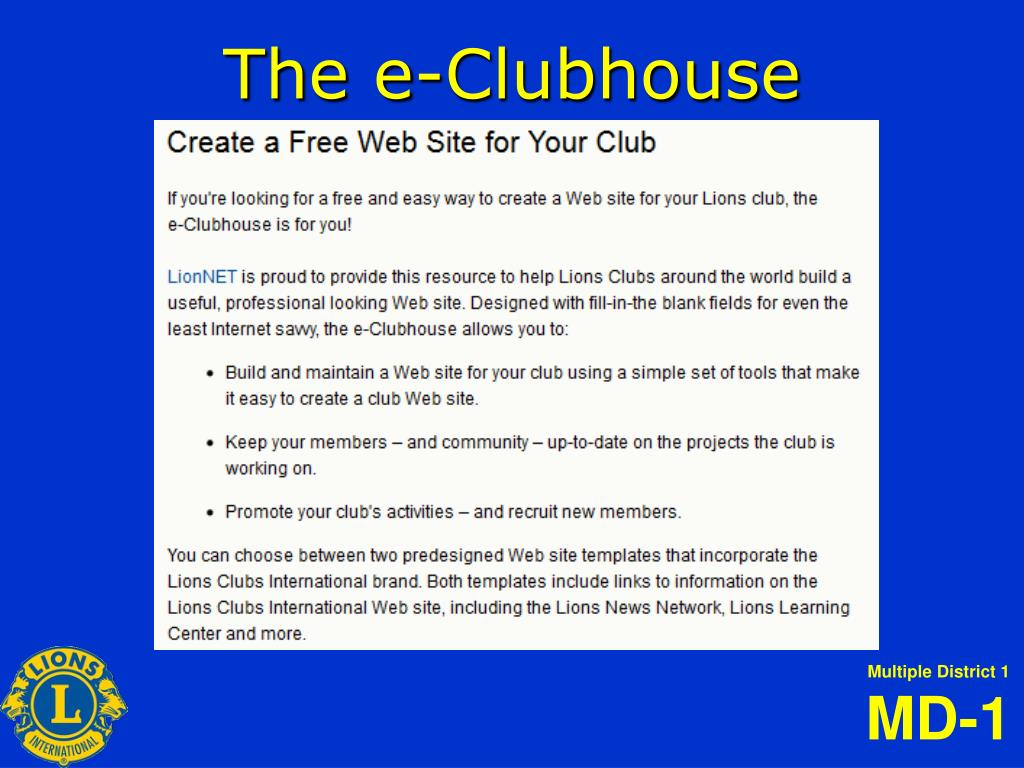 PPT - Websites & Social Media Lion Tom Drez MD-1 IT Chairperson tom ...