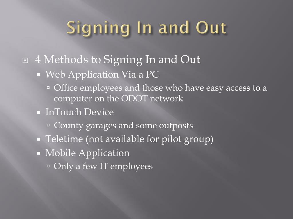 PPT - ODOT Employee Intouch device training PowerPoint Presentation ...