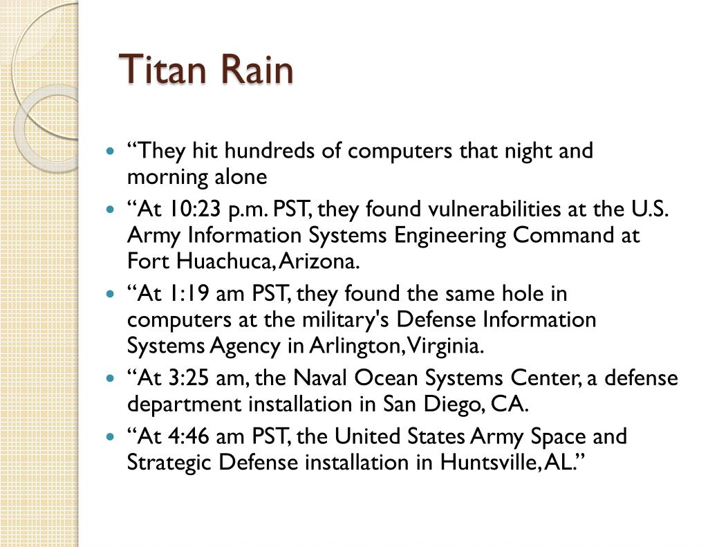 PPT - Cyber Espionage “ The Internet is God’s gift to spies” Plus: The ...