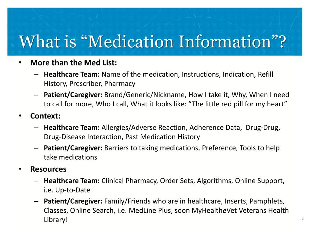 PPT - Patient Centered Medication Information Management and Medication ...