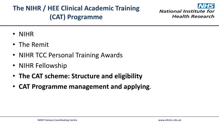 PPT - The NIHR / HEE Clinical Academic Training Programme PowerPoint ...