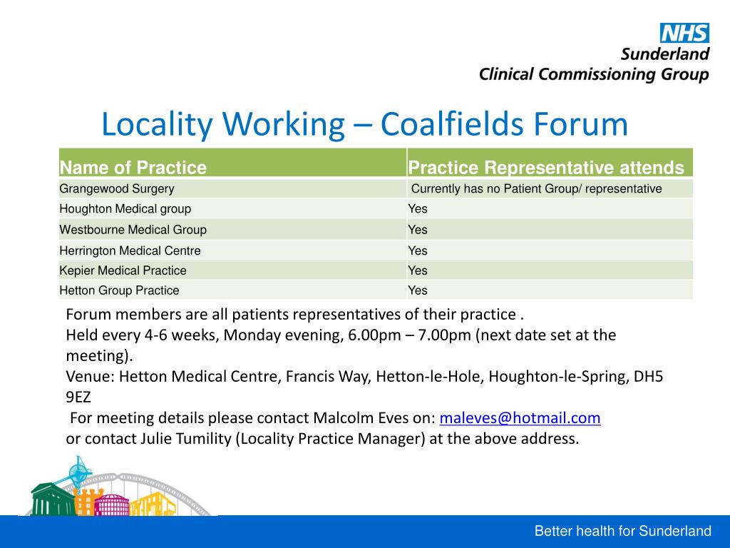 PPT - NHS Sunderland Clinical Commissioning Group Coalfields Locality ...