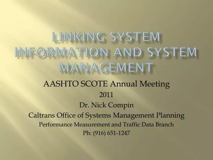 PPT - Linking System Information and System Management PowerPoint ...