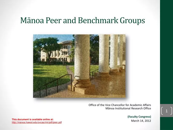 PPT - Mānoa Peer and Benchmark Groups PowerPoint Presentation, free ...