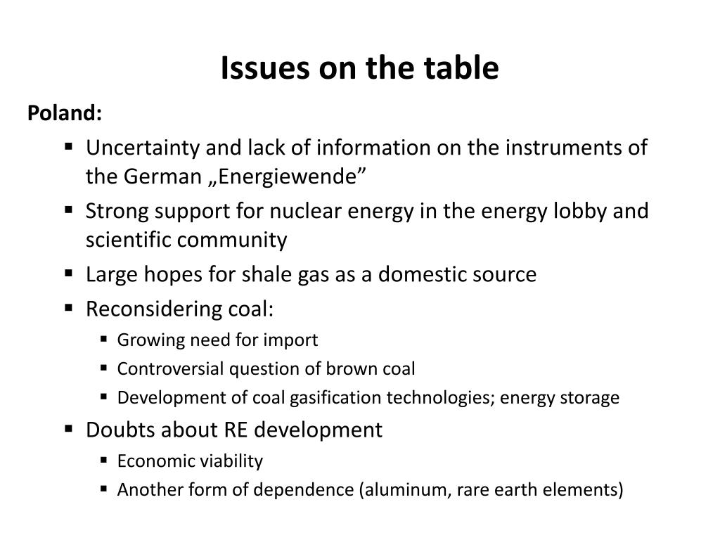 PPT - What’s on the table ? Opportunities and challenges in German ...