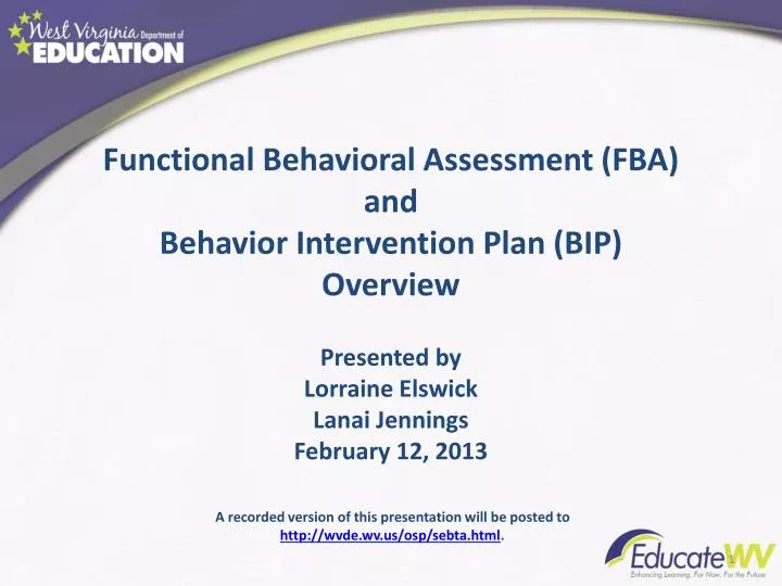 PPT - Functional Behavioral Assessment (FBA) and Behavior Intervention ...