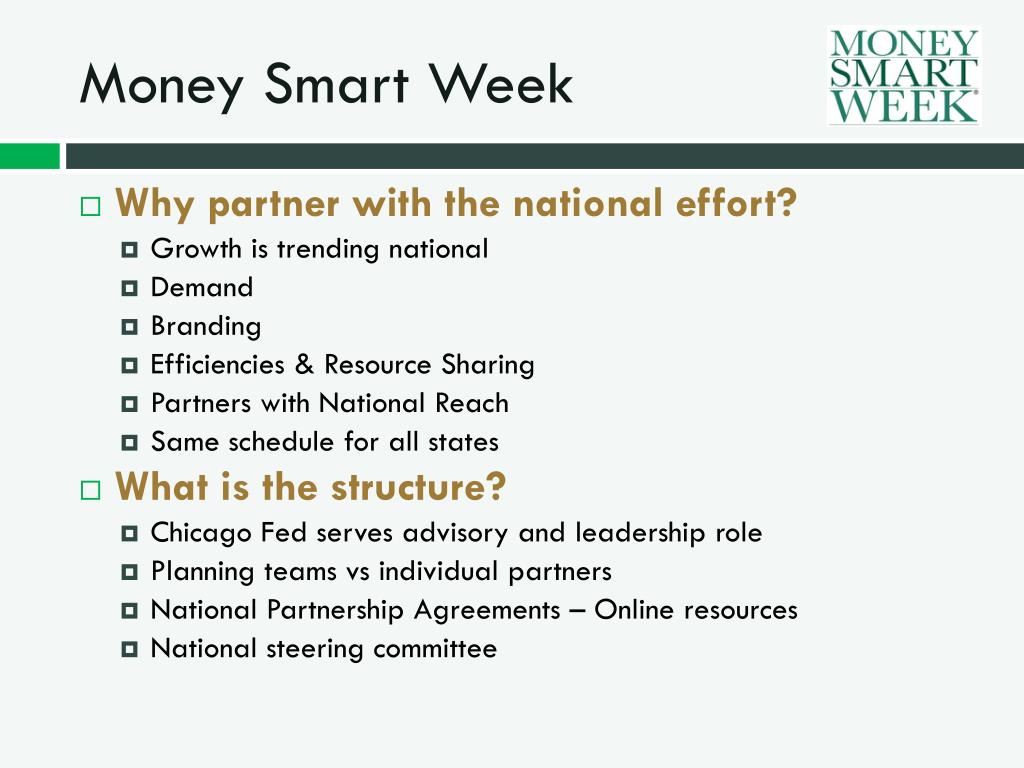 PPT - Federal Reserve Bank of Chicago Money Smart Week PowerPoint ...
