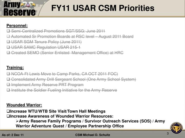 PPT - CSM Michael D. Schultz Command Sergeant Major U.S. Army Reserve ...