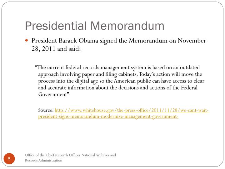 PPT - Presidential Memorandum: Managing Government Records PowerPoint ...
