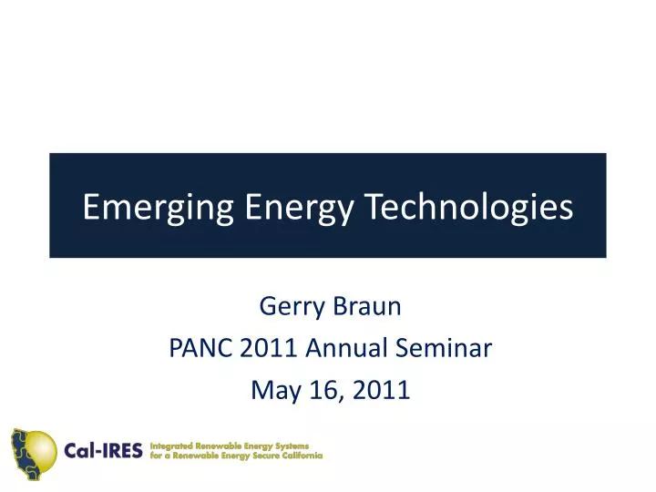 PPT - Emerging Energy Technologies PowerPoint Presentation, free ...