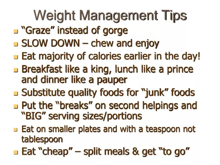 PPT - Weight Management Tips PowerPoint Presentation, free download ...