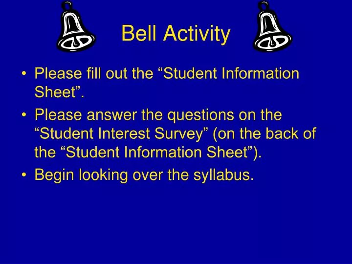 PPT - Bell Activity PowerPoint Presentation, free download - ID:1599910