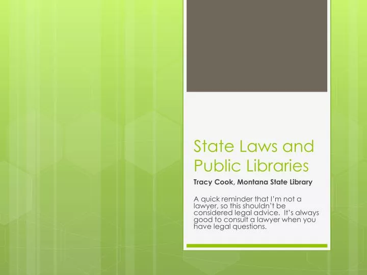 PPT - State Laws and Public Libraries PowerPoint Presentation, free ...