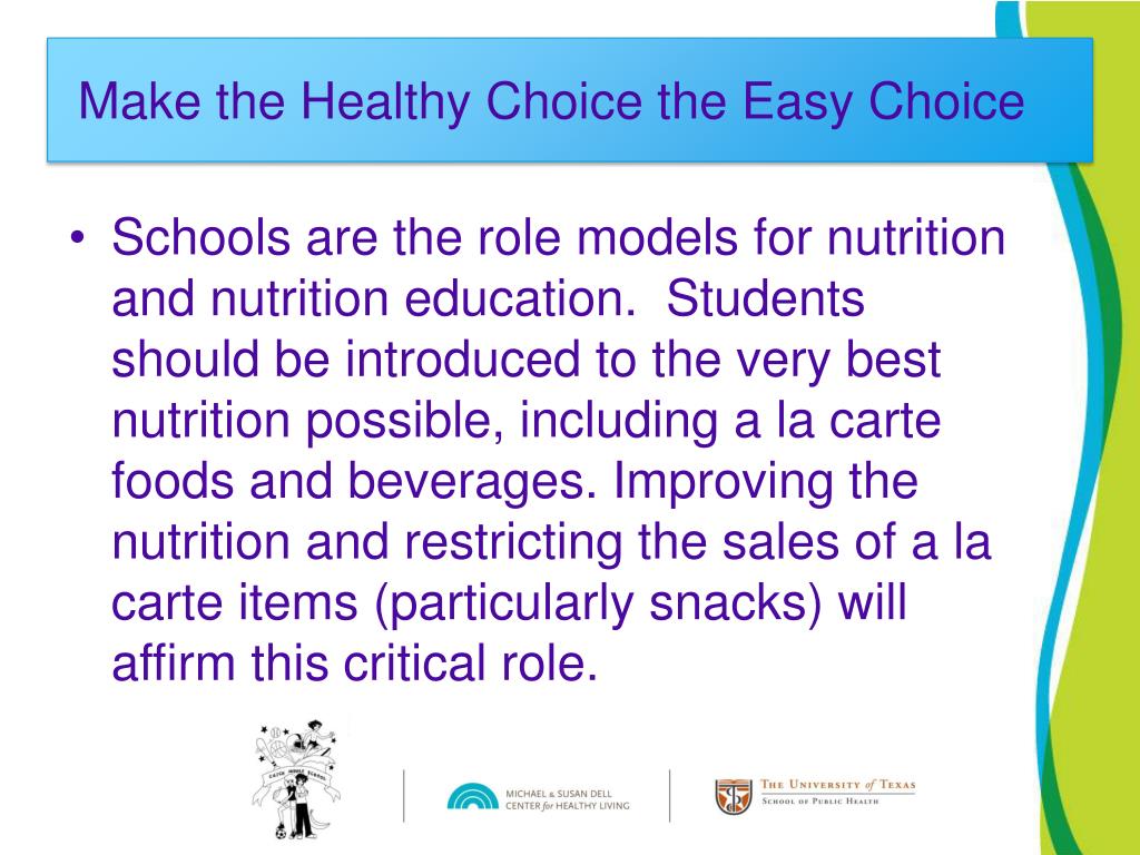 PPT - A la Carte Sales: Make the Healthy Choice the Easy Choice ...