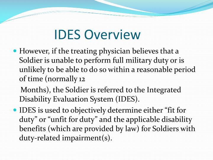 PPT - The Integrated Disability Evaluation System (IDES) PowerPoint ...
