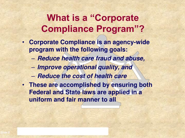 PPT - Corporate Compliance PowerPoint Presentation - ID:1602625