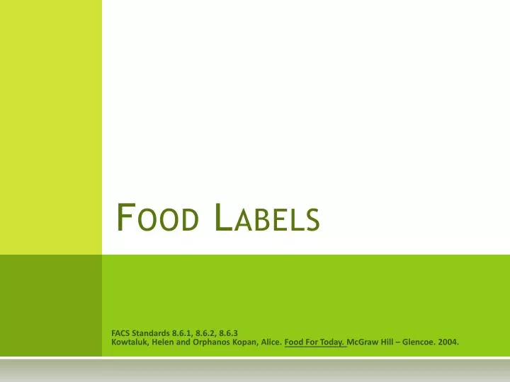 PPT - Food Labels PowerPoint Presentation, free download - ID:1603647