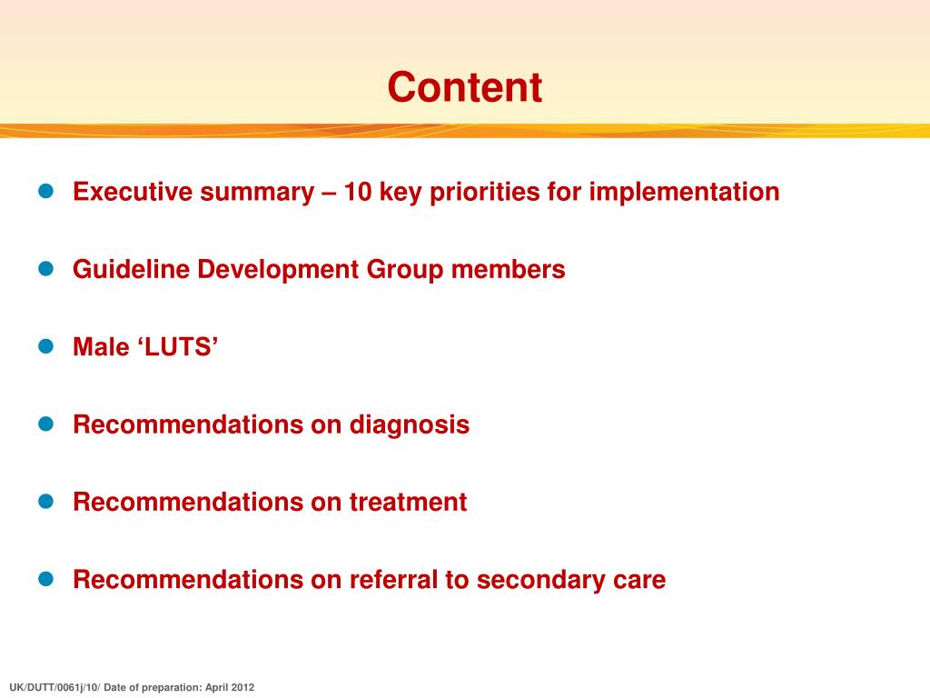 PPT - NICE LUTS Clinical Guideline 2010 PowerPoint Presentation, free ...