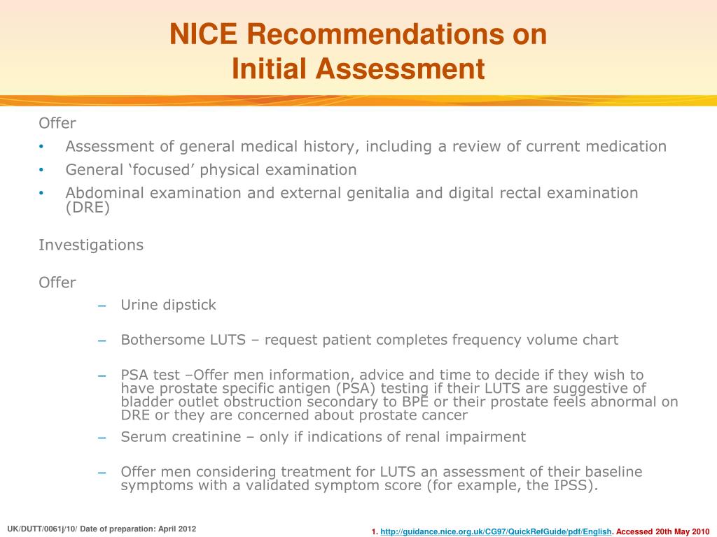 PPT - NICE LUTS Clinical Guideline 2010 PowerPoint Presentation, free ...
