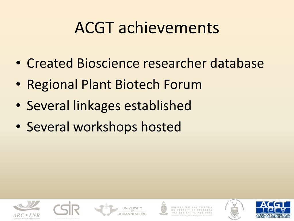 PPT - ACGT & TIA Biotechnology Collaboration Forum - Transforming ...