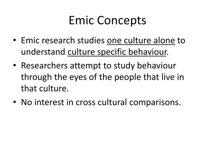 PPT - Learning Outcome: Explain, using examples, emic and etic concepts ...