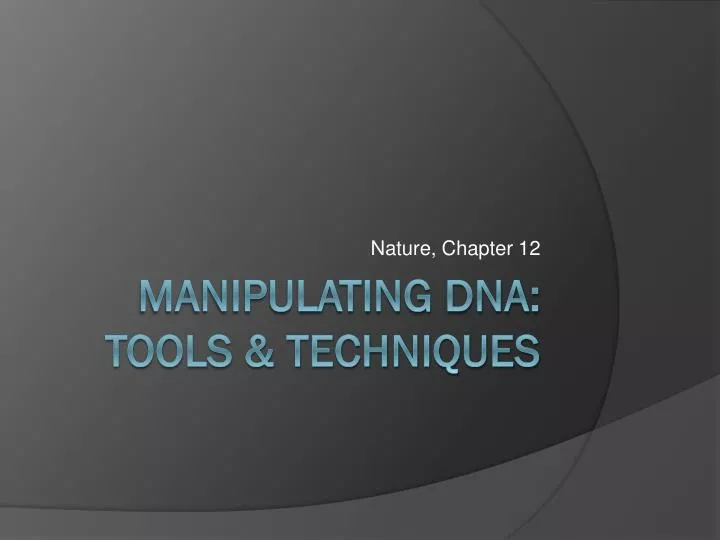 PPT - Manipulating DNA: Tools & Techniques PowerPoint Presentation - ID ...