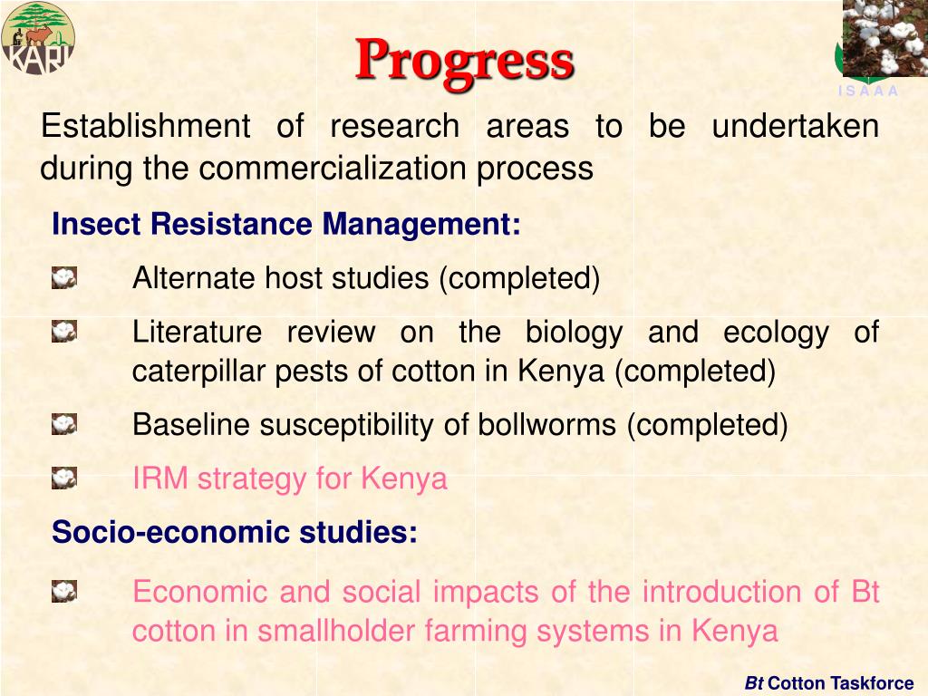 PPT - Benefits and Progress Towards Commercialization of Bt Cotton in ...