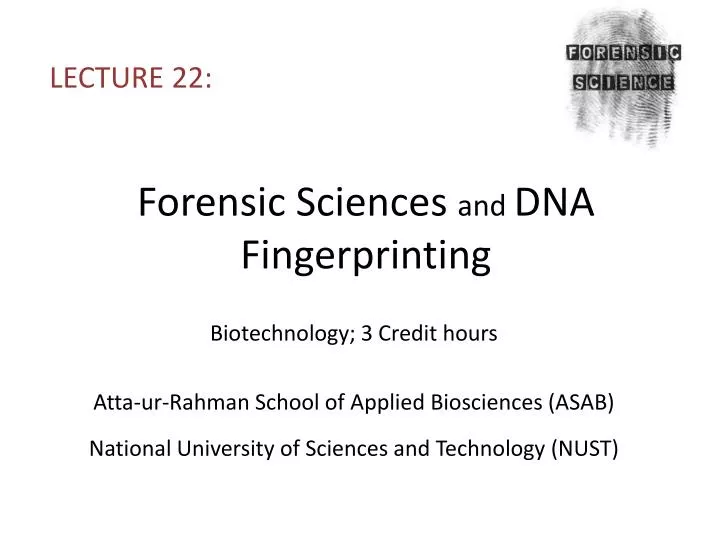 PPT - Forensic Sciences and DNA Fingerprinting PowerPoint Presentation ...