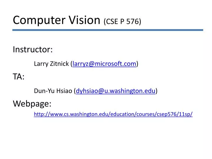 Ppt Computer Vision Cse P 576 Powerpoint Presentation Free Download Id 1606367