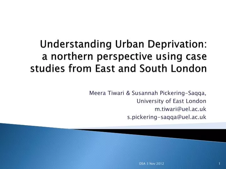 PPT - Understanding Urban Deprivation: a northern perspective using ...