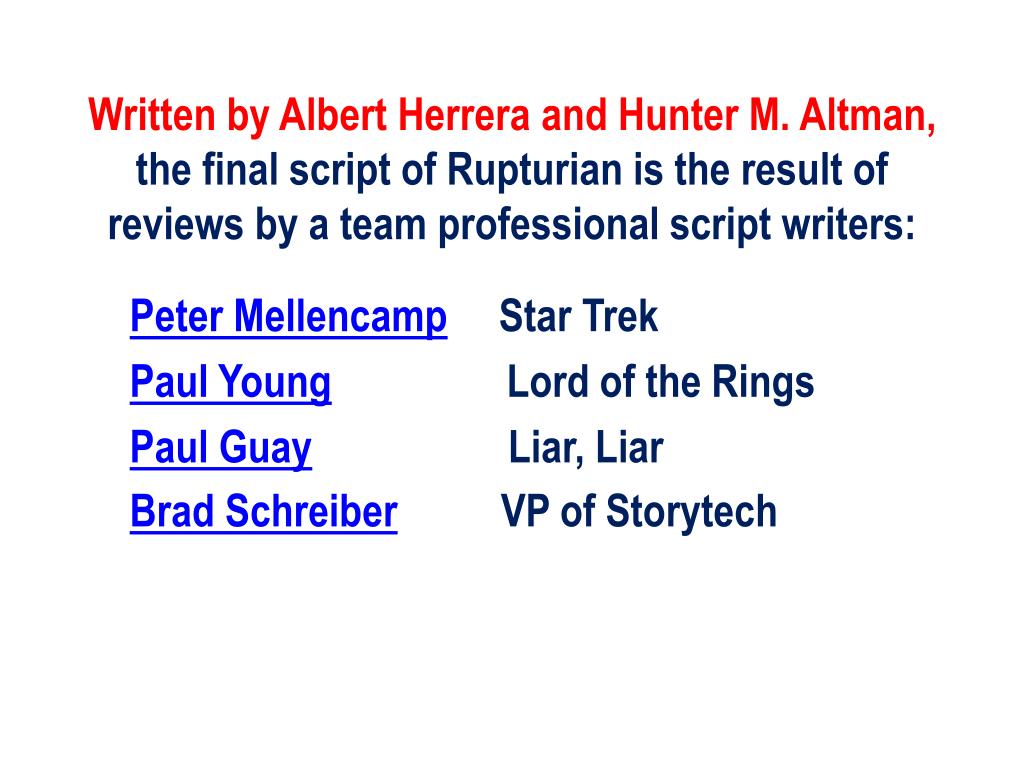 PPT - Rupturian Extinction on Earth - A Sci-Fi Film by Craig Haagensen ...