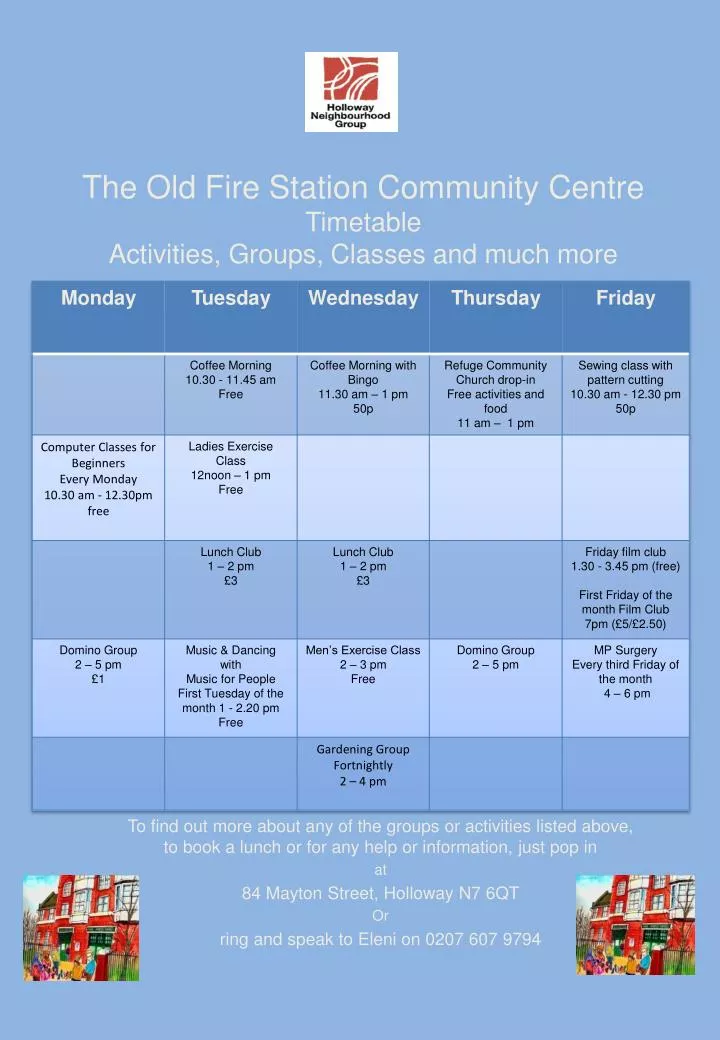 PPT - The Old Fire Station Community Centre Timetable Activities ...