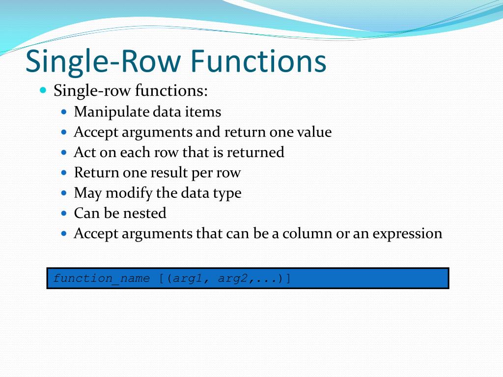 PPT Using Single Row Functions To Customize Output PowerPoint 