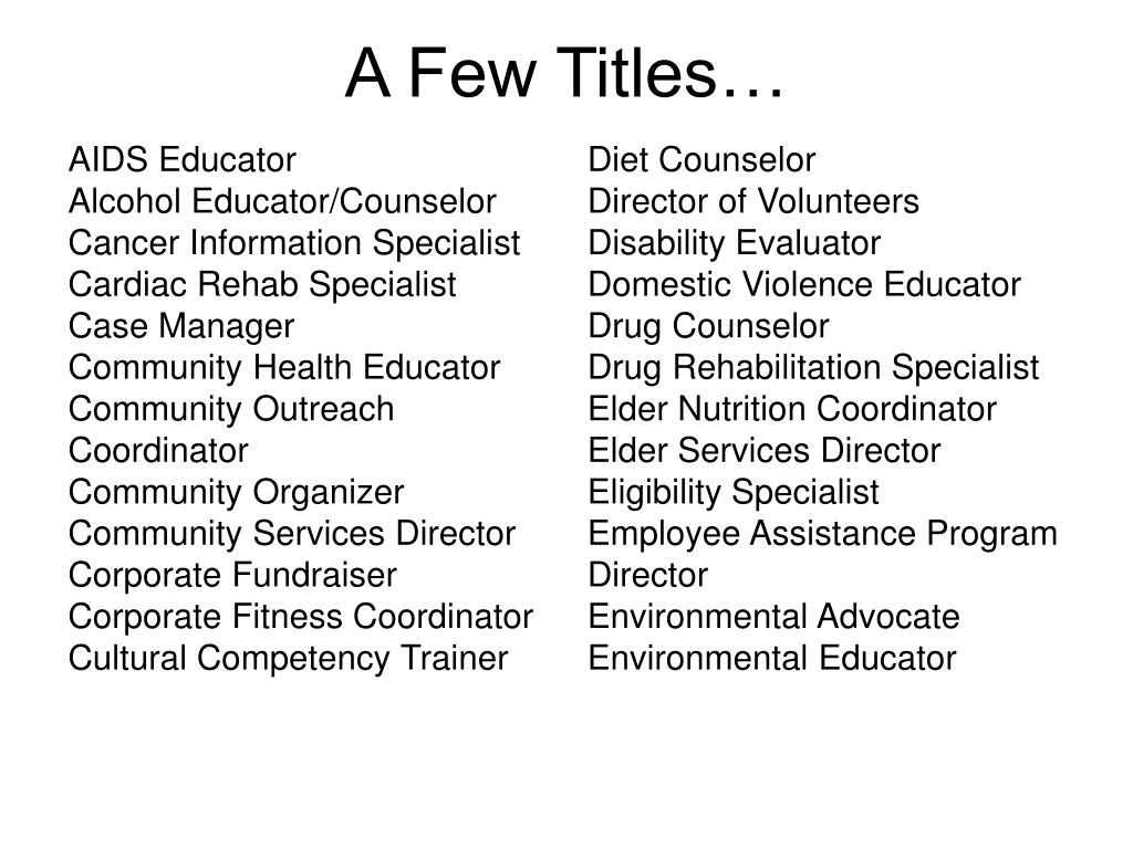 PPT - Careers in Health, Health Science, Health Promotion, Health ...