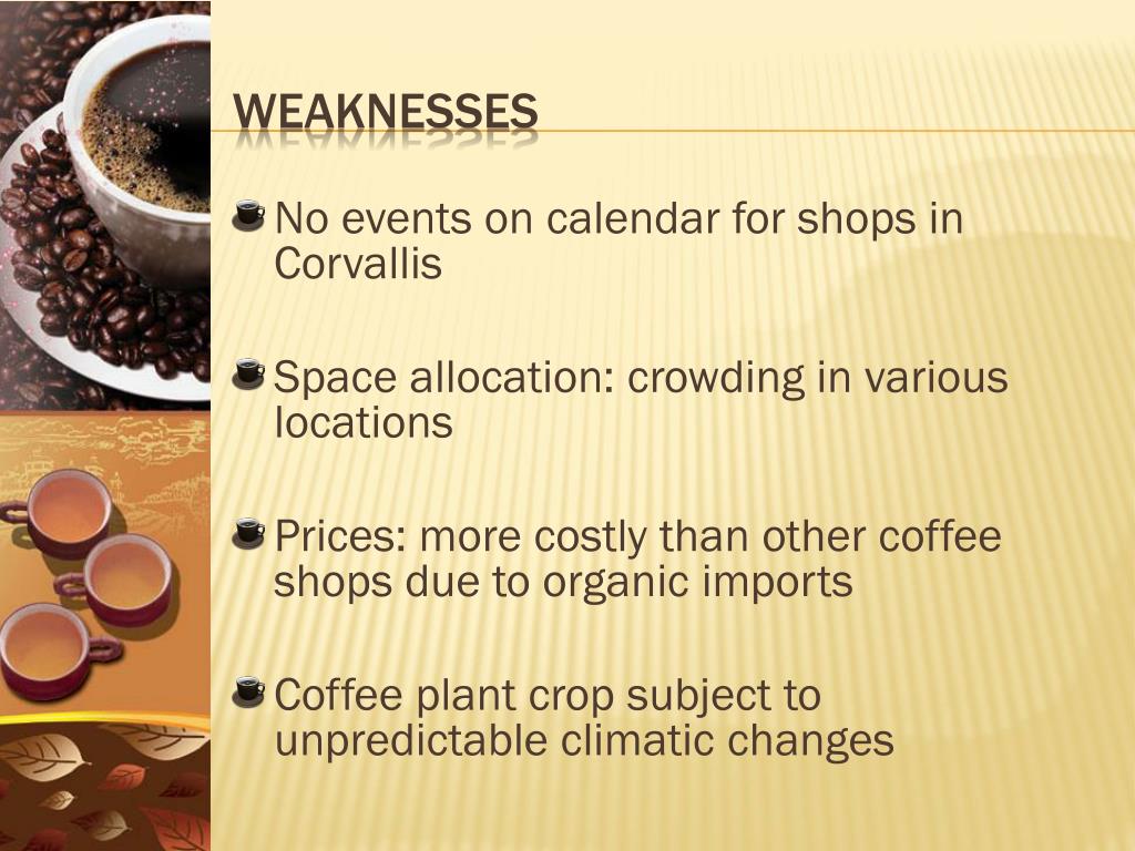 PPT - The Beanery: Strengths, Weaknesses, Opportunities and Threats ...
